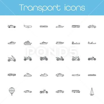 Set of vehicle line style icons isolated on transparent background ...