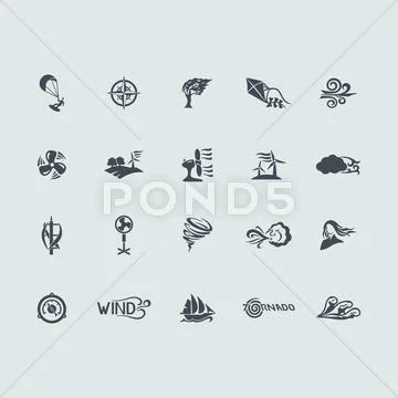 Set of wind icons Stock Illustration ~ Graphic #49094728