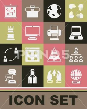 Set Worldwide, Hierarchy organogram chart, Laptop, Earth globe ...