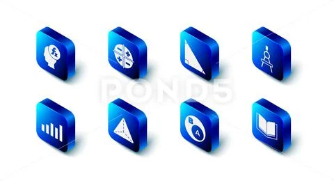 Set XYZ Coordinate system, Triangle math, Drawing compass, Open book ...