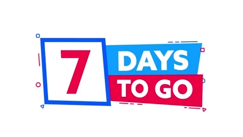 Seven Days to Go Countdown Animation on ... | Stock Video | Pond5