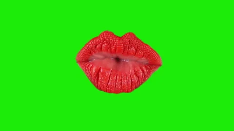 Sexy Female Lips Kiss Green Screen Red L... | Stock Video | Pond5