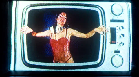 sexy lingerie woman stuck inside televis... | Stock Video | Pond5