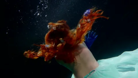 sexy mermaid underwater, fabulous woman ... | Stock Video | Pond5