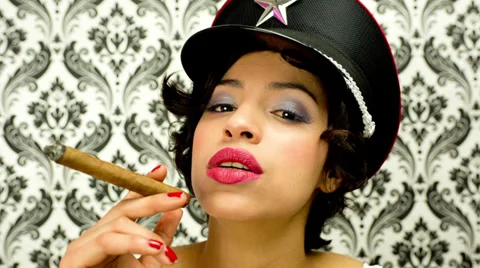 sexy woman cigar lingerie | Stock Video | Pond5