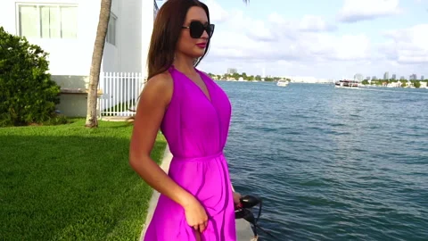 Sexy Woman in Pink Dress Running Barefoo... | Stock Video | Pond5