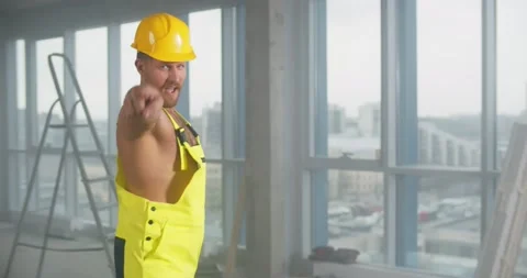 Sexy young shirtless builder in overall ... | Stock Video | Pond5