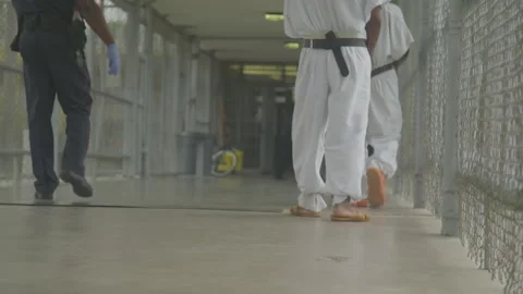 Shackled Inmates Walking Down Outdoor Pr... | Stock Video | Pond5