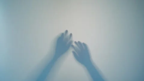 Shadow Blur of a horror man behind frost... | Stock Video | Pond5