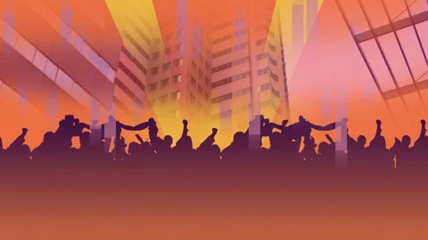 Shadow of a cartoon party with a city as... | Stock Video | Pond5