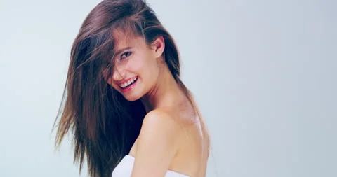 Shake hair, face and woman with beauty a... | Stock Video | Pond5