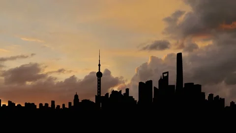 Shanghai China Skyline Silhouette Citysc... | Stock Video | Pond5