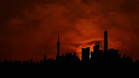 Shanghai China Skyline Silhouette Citysc... | Stock Video | Pond5