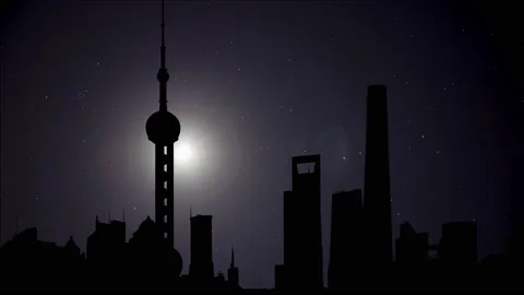Shanghai Cityscape Silhouette: China Sky... | Stock Video | Pond5