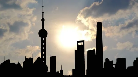 Shanghai Cityscape Silhouette: China Sky... | Stock Video | Pond5