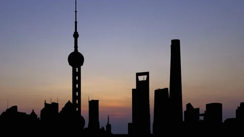 Shanghai Cityscape Silhouette: China Sky... | Stock Video | Pond5