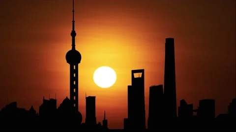 Shanghai Cityscape Silhouette: China Sky... | Stock Video | Pond5