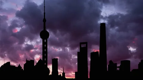 Shanghai Cityscape Silhouette: China Sky... | Stock Video | Pond5