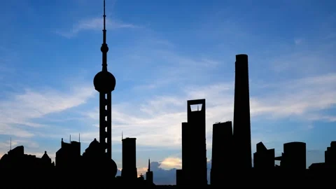 Shanghai Cityscape Silhouette: China Sky... | Stock Video | Pond5