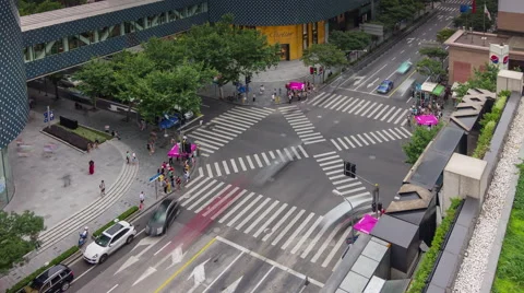 shanghai traffic street crossroad roof t... | Stock Video | Pond5