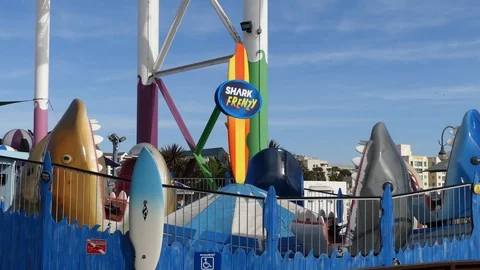 Shark Frenzy amusement park ride at Sant... | Stock Video | Pond5