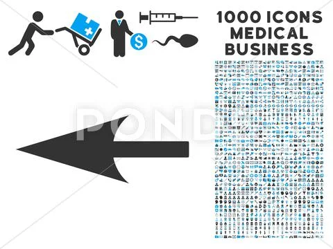 Sharp Left Arrow Icon with 1000 Medical Business Symbols Illustration ...