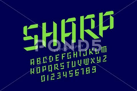 Sharp style font, alphabet letters and numbers ~ Clip Art #153033327