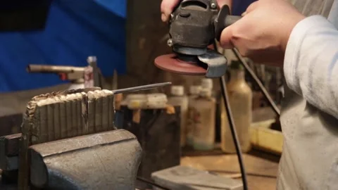 Sharpening Sword Stock Video Footage | Royalty Free Sharpening Sword ...