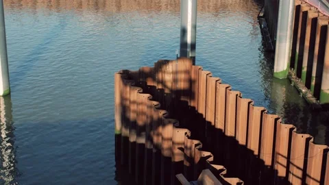 Sheet Pile Walls in Waterfront Construct... | Stock Video | Pond5