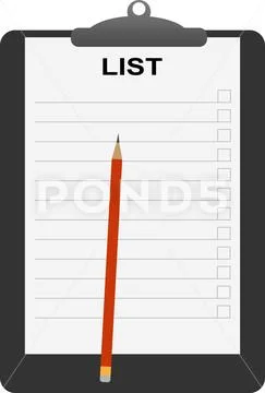 Sheet in a ruler with the word LIST on a document holder for documents ...