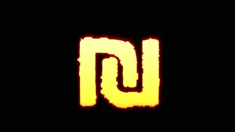 shekel sign, yellow and orange shining a... | Stock Video | Pond5