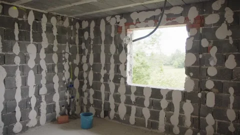 shell interior rooms of house constructi... | Stock Video | Pond5