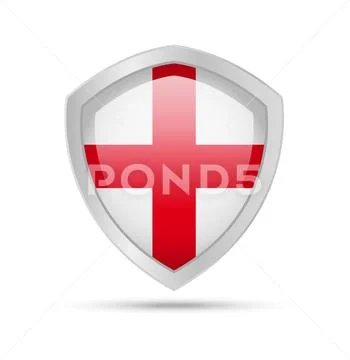 Shield with England flag on white background. ~ Clip Art #103726019