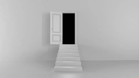 shine of an open door with steps with al... | Stock Video | Pond5