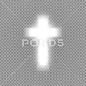 Shining white cross and sunlight special lens flare light effect on ...