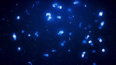 Shiny blue paper pieces falling in blue ... | Stock Video | Pond5