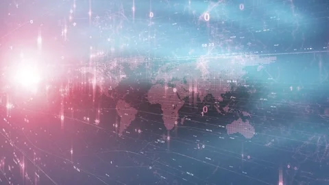 Shiny cyberspace with world map animatio... | Stock Video | Pond5