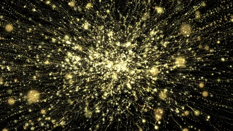 Shiny gold particles spark flying on dar... | Stock Video | Pond5