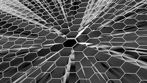 shiny hexagonal grid net field landscape... | Stock Video | Pond5