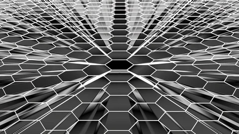 shiny hexagonal grid net field landscape... | Stock Video | Pond5