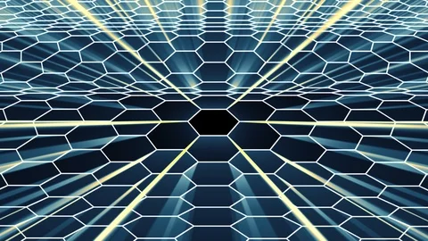 shiny hexagonal grid net waving field la... | Stock Video | Pond5