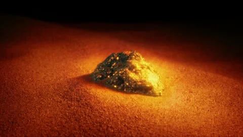 Shiny Metallic Rock In The Sand Valuable... | Stock Video | Pond5