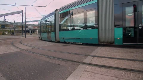 Shiny new public transit street tram tur... | Stock Video | Pond5