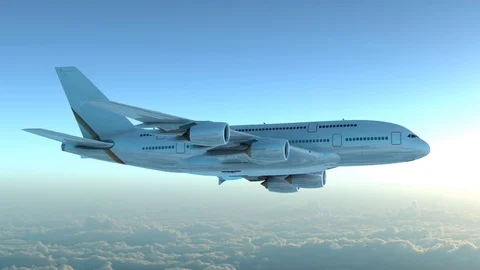 Shiny passenger plane flying on a clouds... | Stock Video | Pond5