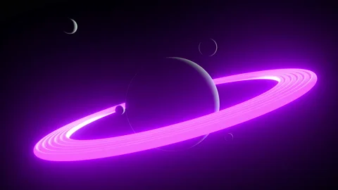 Shiny planet with luminous ring and many... | Stock Video | Pond5