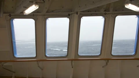 Ship in arctic sea with waves, inside wi... | Stock Video | Pond5
