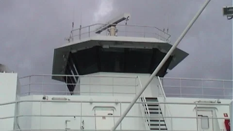 Ship Deck Featuring A Tower With Antenna... | Stock Video | Pond5