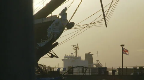 Ship figurehead on Historic HMS Warrior ... | Stock Video | Pond5