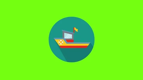 Ship Flat Animated Icon on Green Screen ... | Stock Video | Pond5