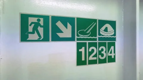 Ship safety sign at gate for passengers ... | Stock Video | Pond5